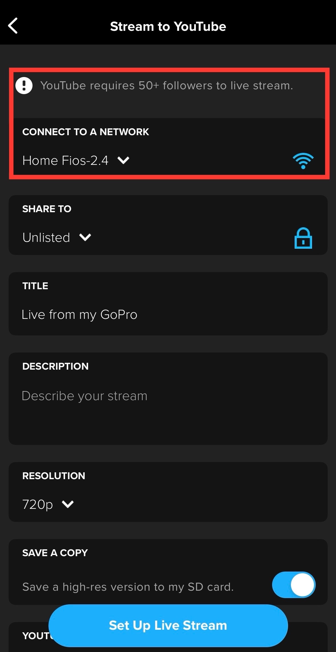 Comment démarrer une diffusion en direct via votre GoPro