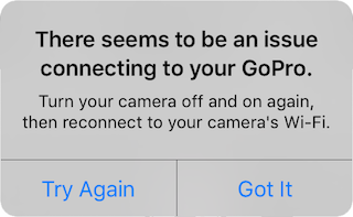 Il semble y avoir un problème pour connecter votre GoPro