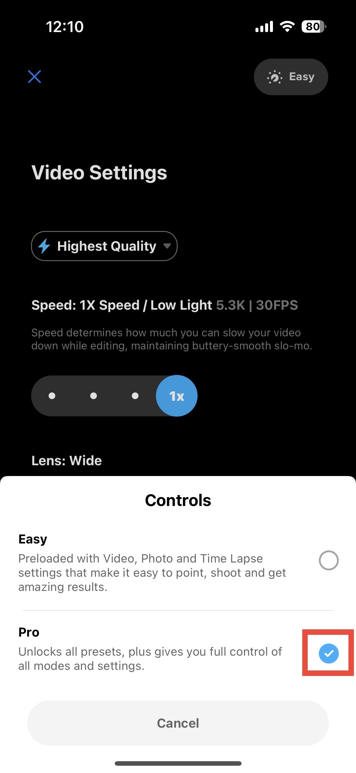 GoPro Quik：HERO11 Black：切换“简易”和“专业”控制