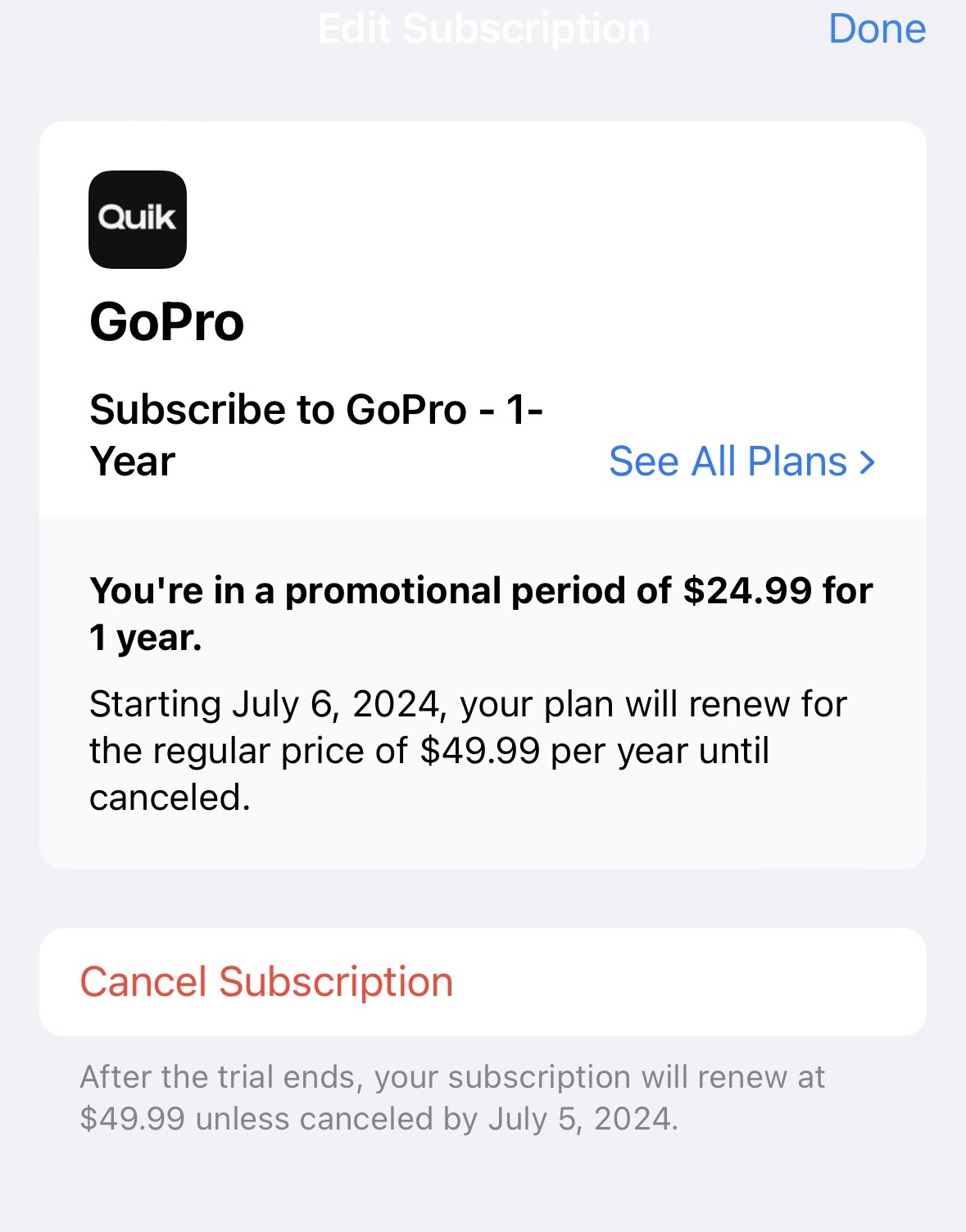 GoPro Subscription Cancellation