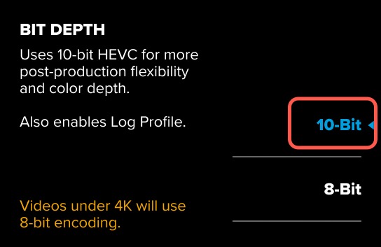 HERO12 Black: 10-Bit Log Encoding